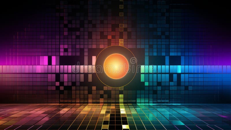 Neon Grid with Central Glow. Stock Image - Image of glowing, decorative ...