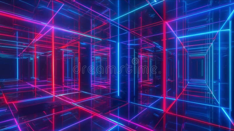 Neon Cubes Grid - 4K Futuristic 3D Maze for Sci-Fi & VR Environments AI ...