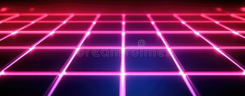 Neon Grid Glows on Dark Backdrop Stock Illustration - Illustration of ...