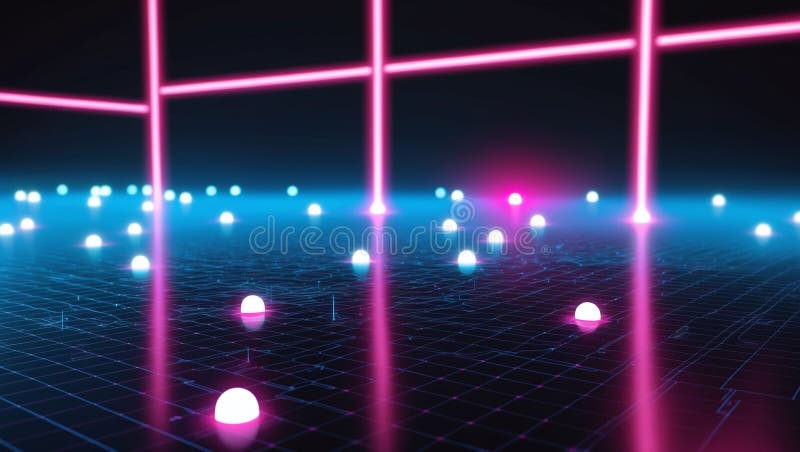 Neon Grid Horizon: a Futuristic Virtual Landscape with Glowing Lights ...