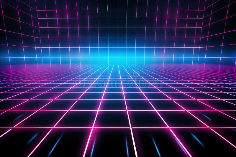 Neon Grid Lines Patterned Backdrop 80s Retro Nostalgic Stock ...