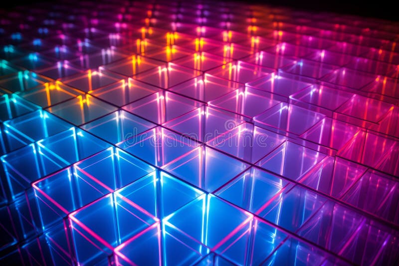 Neon Grid with Mesmerizing Glow Stock Illustration - Illustration of ...