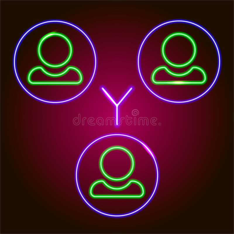 Neon Group of Buisiness People, Teamwork Icon Stock Illustration ...