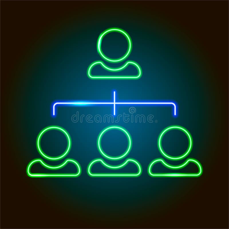 Neon Group of Buisiness People, Teamwork Icon Stock Illustration ...