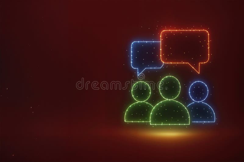 Neon Group Chat: Online Communication Concept Stock Illustration ...