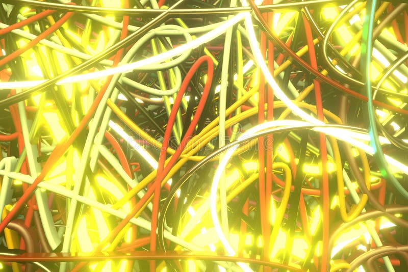 Decorative, Illustrations, Messy Colorful String Neon Grow Lights, for ...