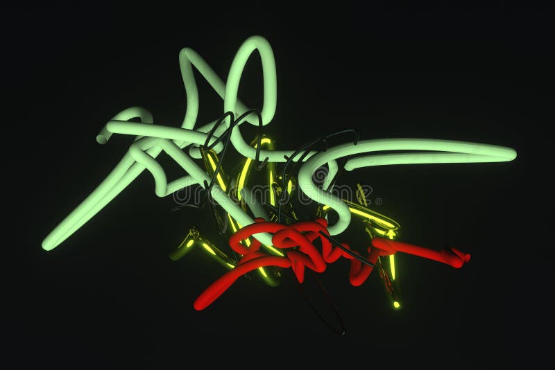 Decorative, Illustrations, Messy Colorful String Neon Grow Lights, for ...