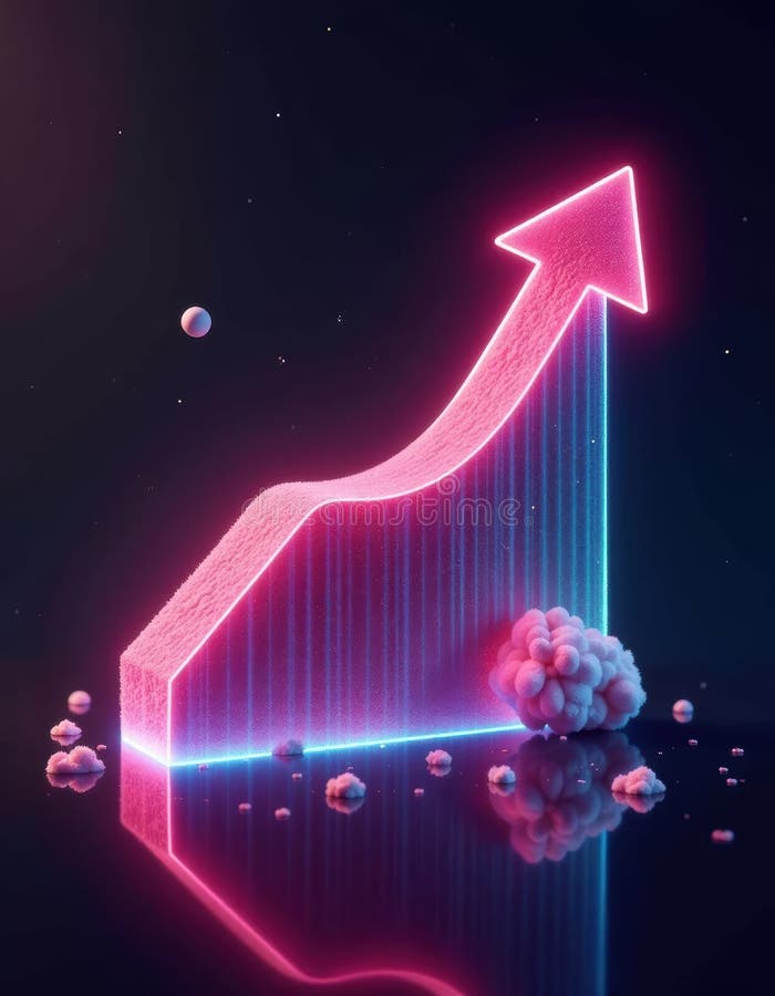 Neon Growth Chart stock illustration. Illustration of finance - 355241355