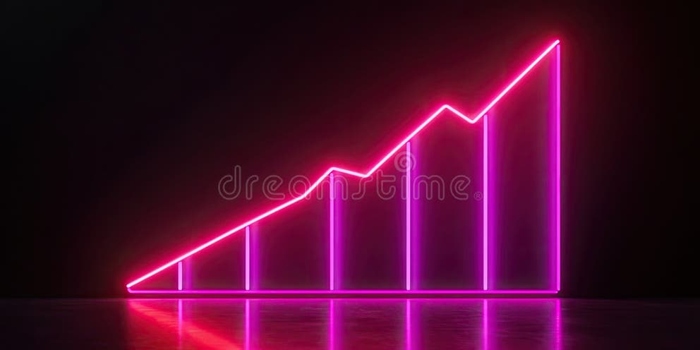 Neon Growth: a Glowing Chart Ascends into the Darkness, Symbolizing ...