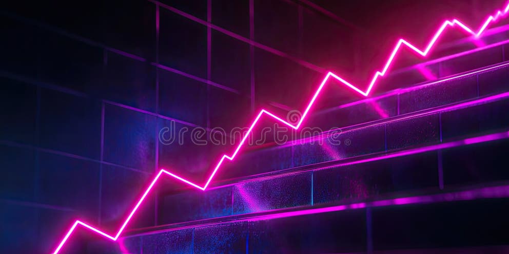 Neon Growth: a Glowing Chart Ascends into the Darkness, Symbolizing ...