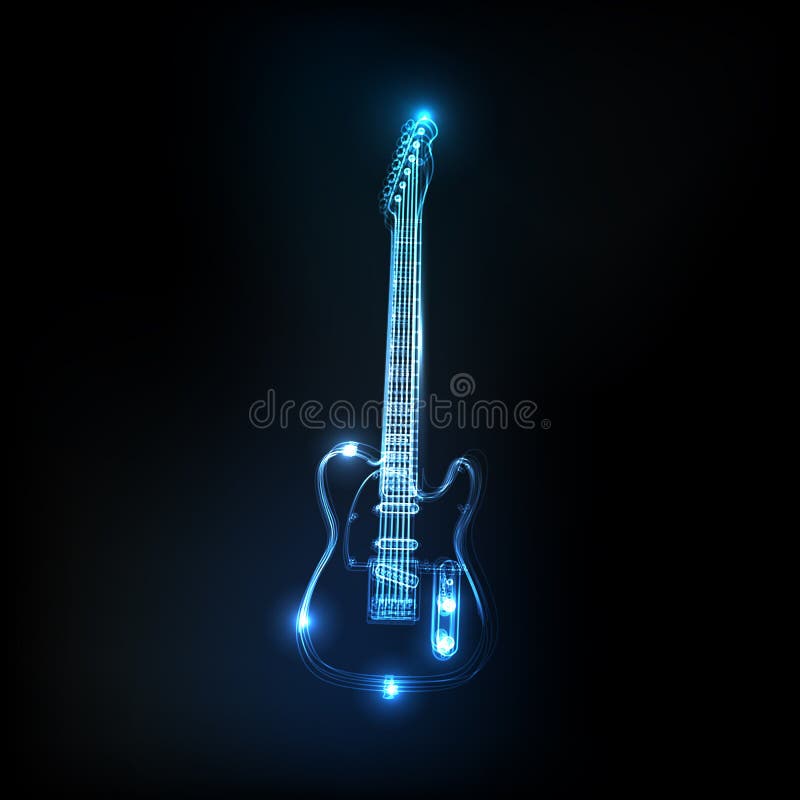 Neon guitar stock vector. Illustration of neon, music - 96149779