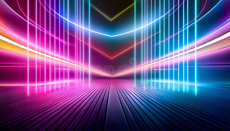 A Neon Hall, a Musical Corridor Stock Photo - Image of modern, empty ...
