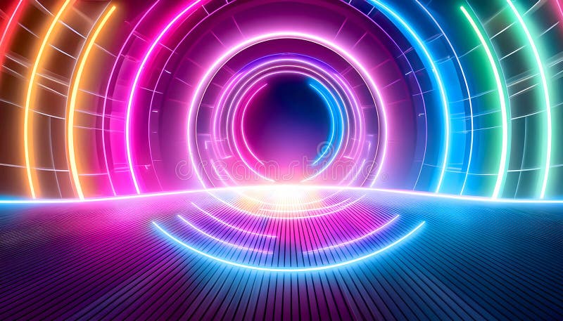 A Neon Hall, a Musical Corridor Stock Photo - Image of abstraction ...