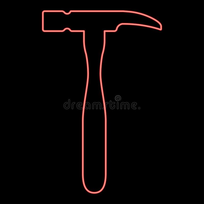Neon Hammer Red Color Vector Illustration Flat Style Image Stock Vector ...