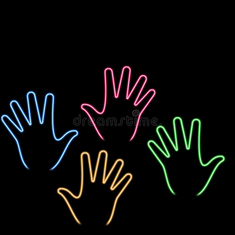 Neon hand stock illustration. Illustration of mystery - 12789433