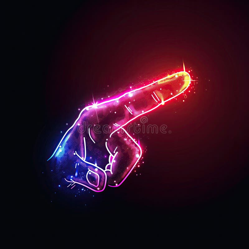 A Neon Hand in Electric Blue is Pointing with Its Index Finger Stock ...