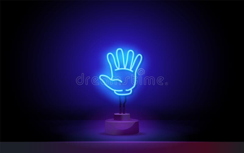 Neon Hand Gesture Icons. an Open Hand or Five Fingers Up, Shows the ... Neon Hand Gesture Icons. an Open Hand or Five Fingers Up, Shows the ...