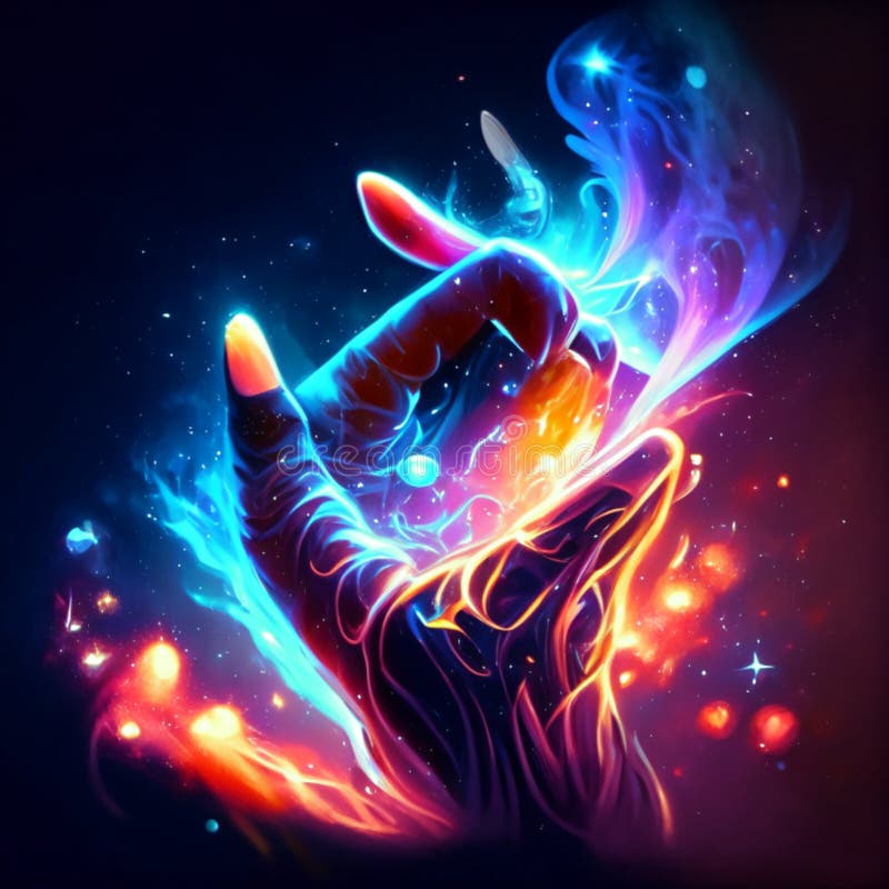 Neon Hand Gesture. Vector Illustration on the Theme of the Power of ...