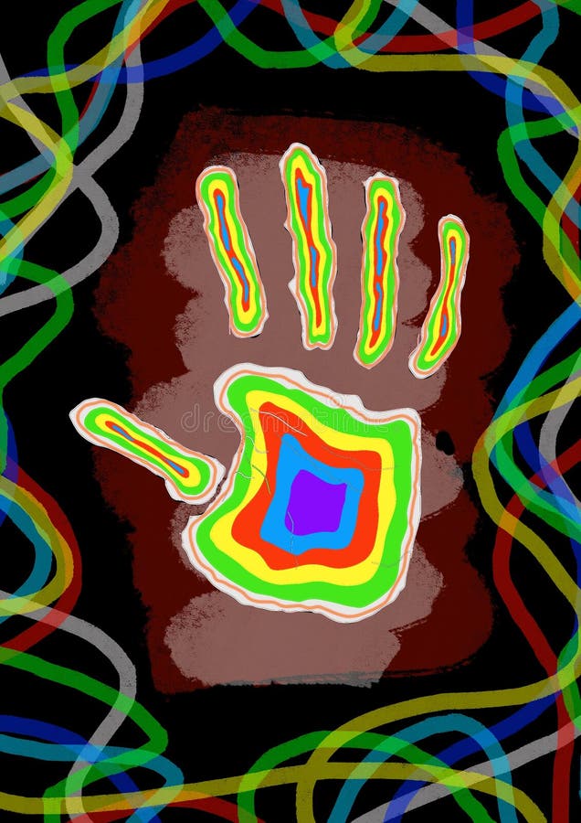Neon hand stock illustration. Illustration of neon, brand - 253839752