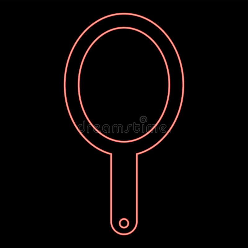Neon Hand Mirror Red Color Vector Illustration Flat Style Image Stock ...