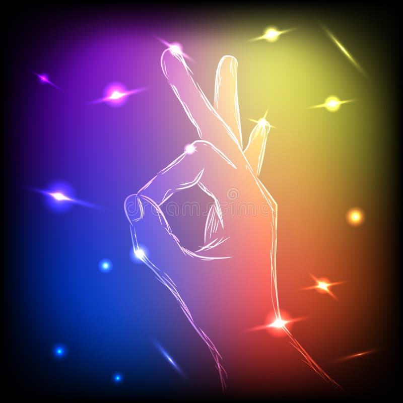 Neon Hand Three Fingers stock vector. Illustration of mesh - 36072719