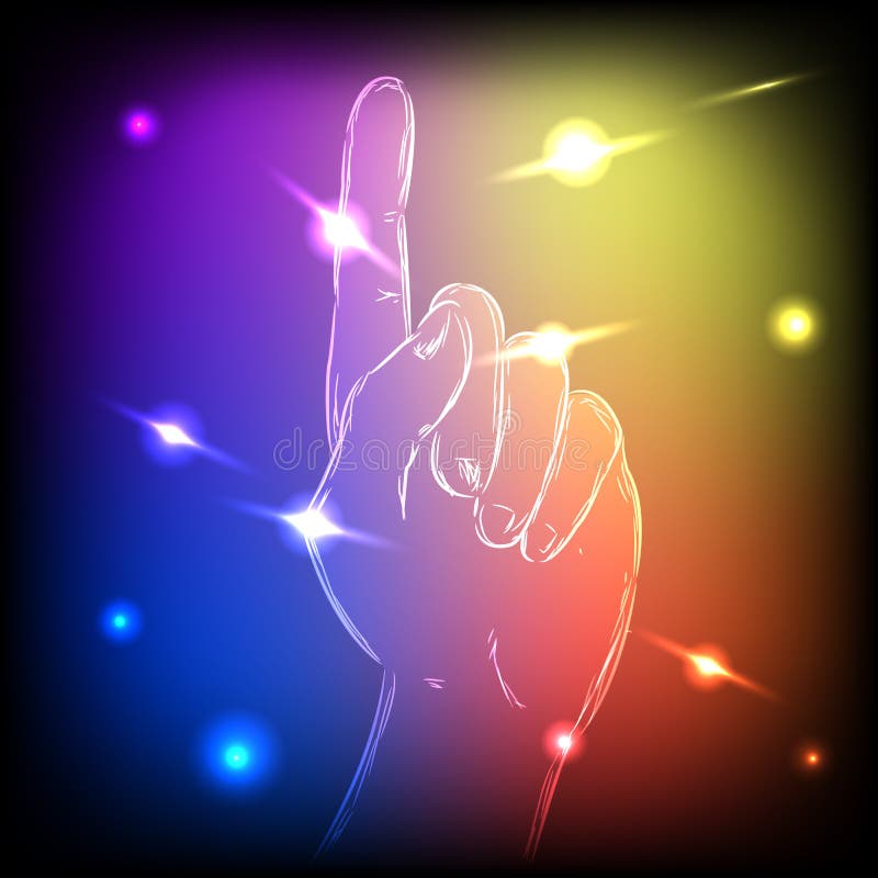 Neon Hand Up stock vector. Illustration of digital, fantastic - 36072717