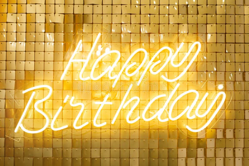 Neon Happy Birthday Sign for Party Decoration Stock Image - Image of ...