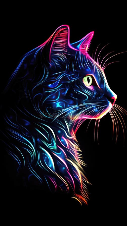 Neon Head Eagle Bird Logo Black Background Generative AI Stock ...