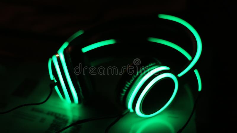 Neon Headphones Glowing in the Dark Stock Image - Image of innovation ...