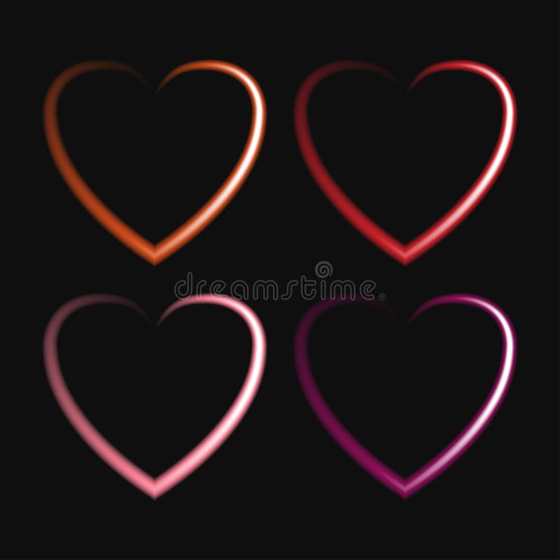 Neon Heart on Black Background Vector Stock Vector - Illustration of ...