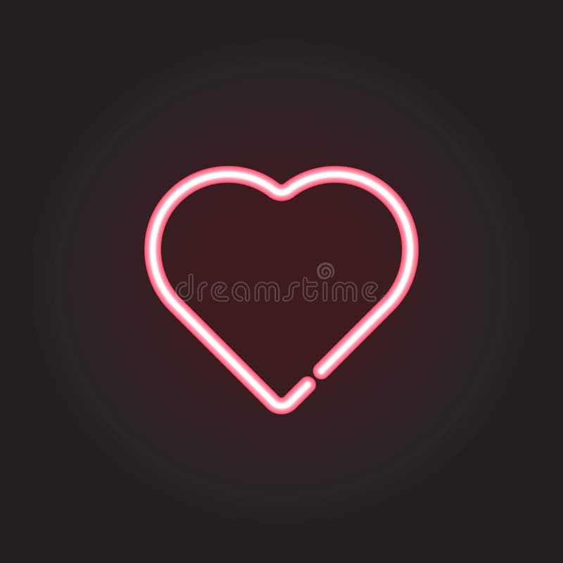 Neon Heart on Black Background Stock Vector - Illustration of glow ...