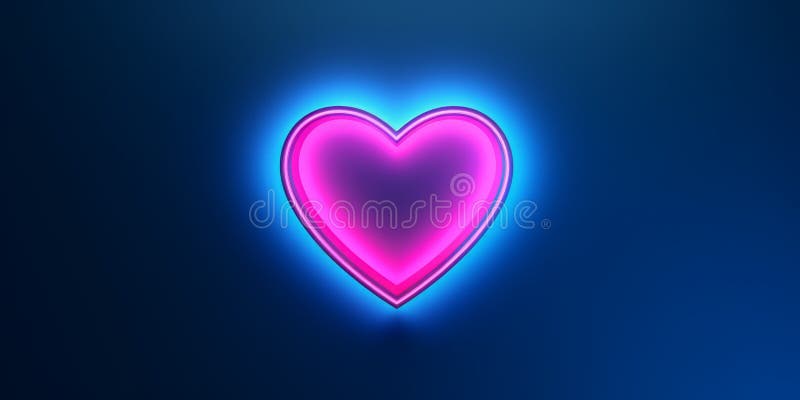 Neon Heart on Blue Background Stock Photo - Image of graphic, sign ...