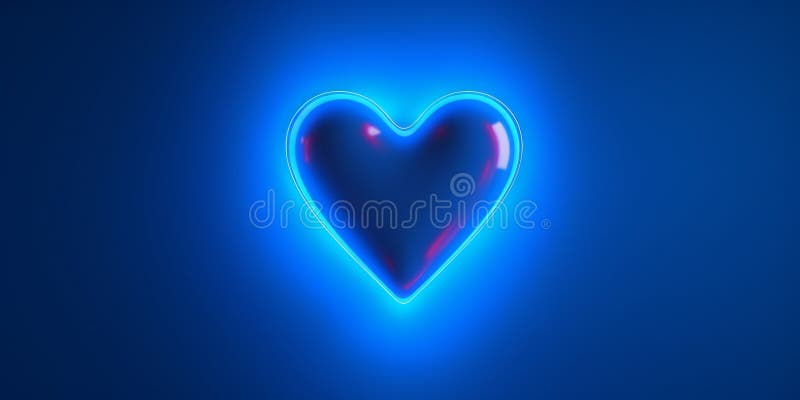 Neon Heart on Blue Background Stock Photo - Image of graphic, sign ...
