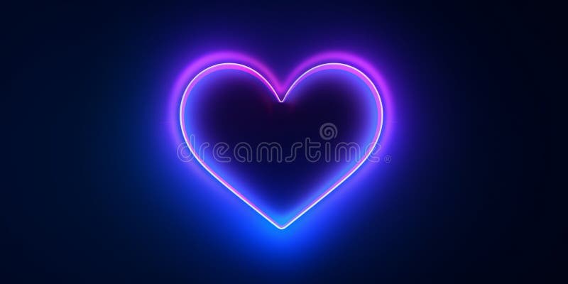Neon Heart on Blue Background Stock Photo - Image of graphic, sign ...