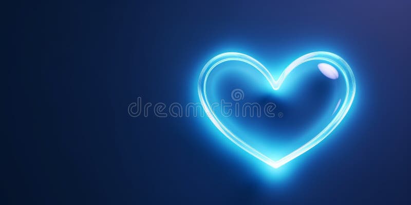 Neon Heart on Blue Background Stock Photo - Image of graphic, sign ...