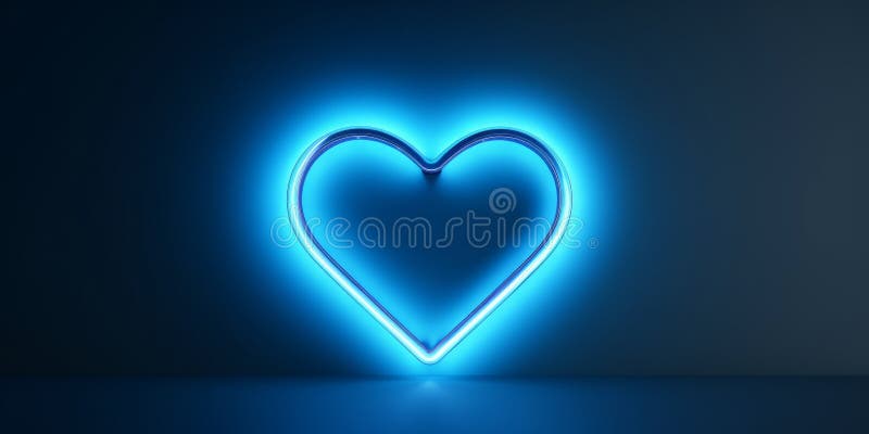 Neon Heart on Blue Background Stock Photo - Image of graphic, sign ...