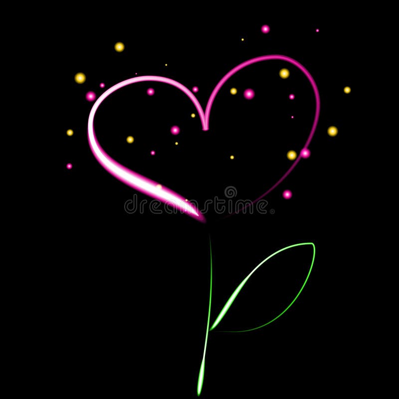 Neon Heart Flower - Vector Illustration Stock Vector - Illustration of ...
