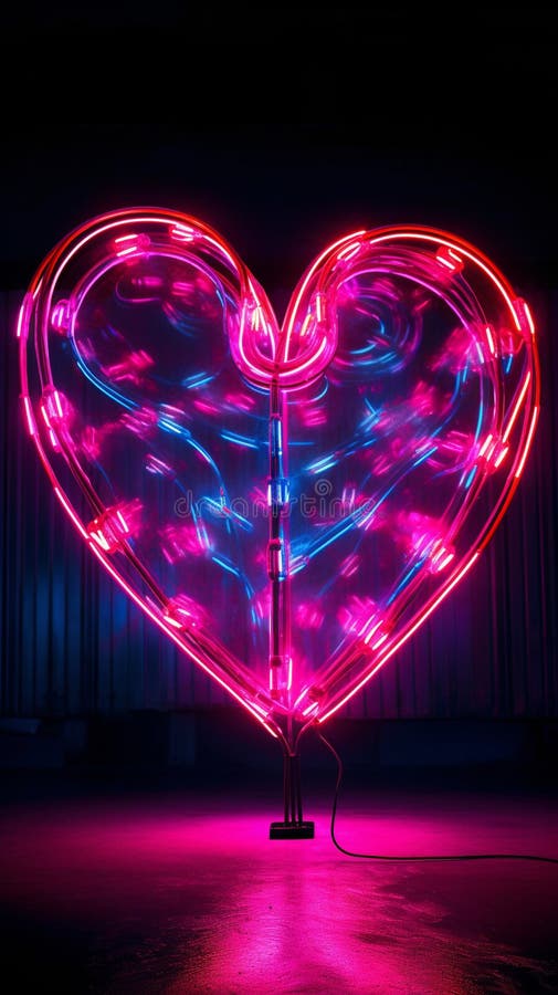 Neon Heart Light. Generative Ai Illustration Stock Illustration ...