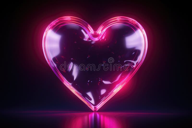 Neon Heart Purple Glow Dark Background Stock Photo - Image of romance ...