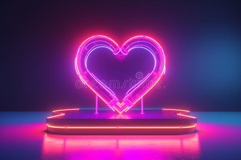 Neon Heart Shaped. Generate Ai Stock Illustration - Illustration of ...