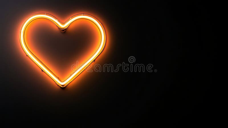 A Neon Heart Shaped Light on a Black Background, AI Stock Image - Image ...