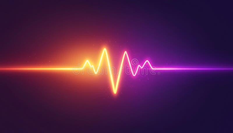 Neon Heartbeat Line, Pulse Trace, EKG, ECG on Dark Gradient Background ...