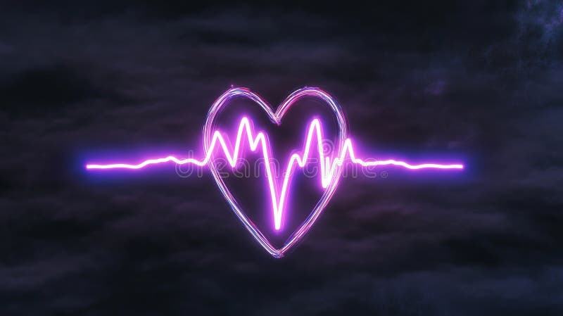 Neon Heartbeat Pulse, Gradient Background Stock Image - Image of ...
