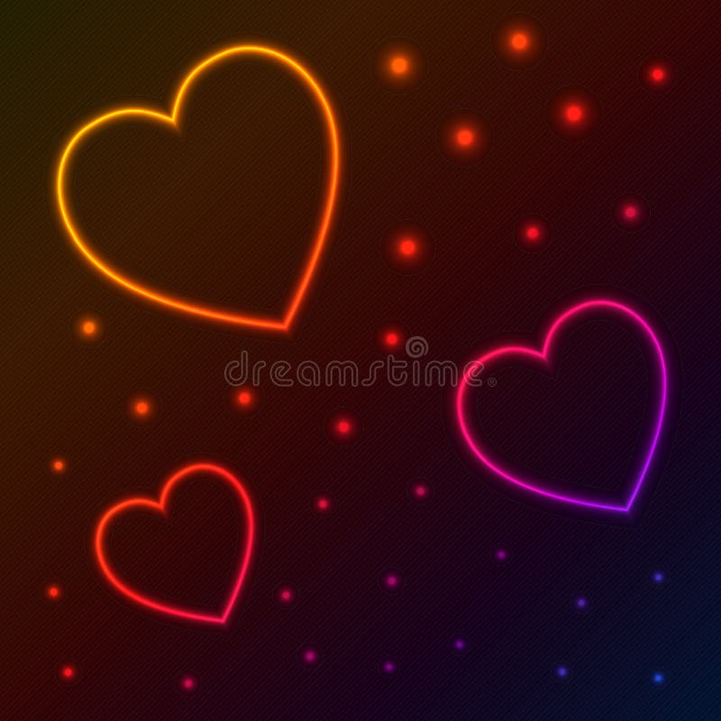 Neon hearts stock vector. Illustration of effect, neon - 37458040
