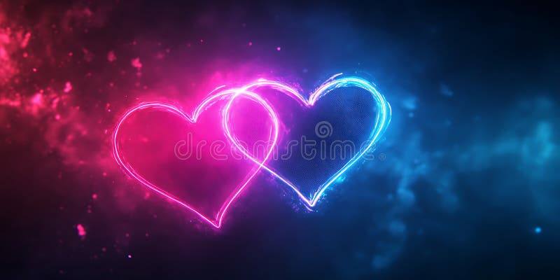 Neon Hearts: Glowing Love Background Image Stock Illustration ...