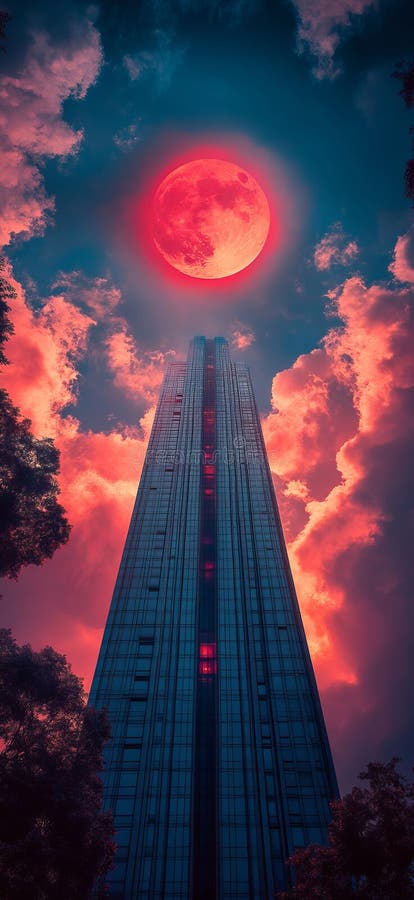 Neon Heights: Synthwave Skyscraper Stock Illustration - Illustration of ...