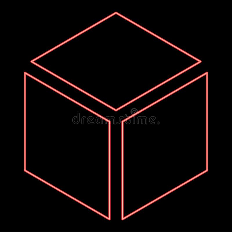 Neon Hexagedron Sacred Geometry Symbol Red Color Vector Illustration ...