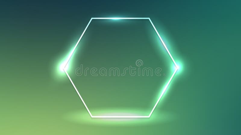 Neon Hexagon Frame with Shining Effects Stock Vector - Illustration of ...