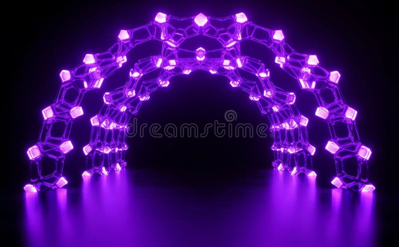 A Neon Hexagon Shaped Entrance Illuminated in Vibrant Purple Light ...
