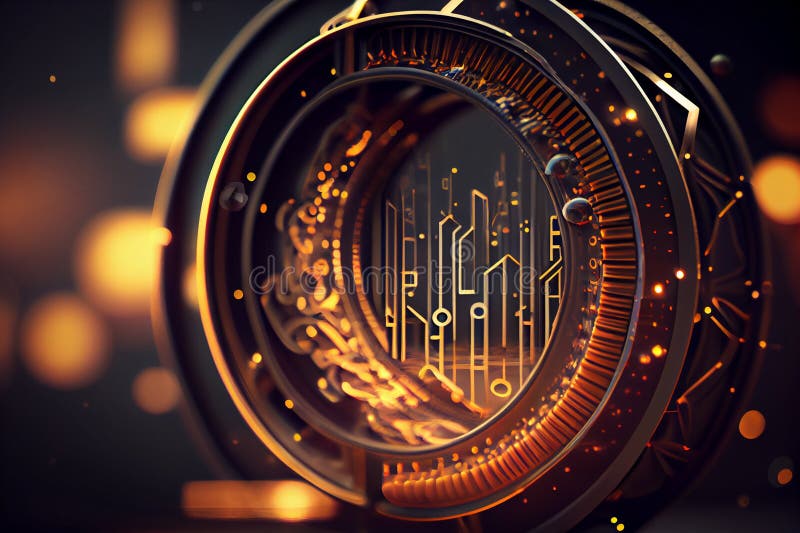 Neon Hexagon Tunnel Modern Background, Digital Illustration Generative AI. Stock Photo - Image ...